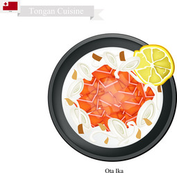 Ota ika or tongan raw fish in fresh coconut milk Vector Image