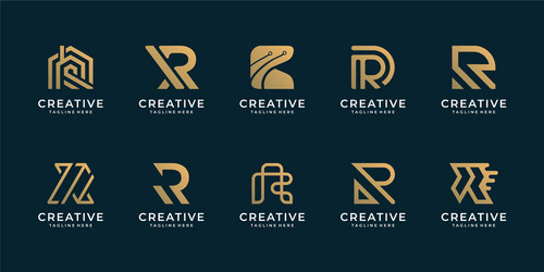 Set letter r logo collection for consulting Vector Image