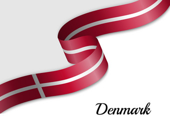 Ribbon flag of denmark Royalty Free Vector Image