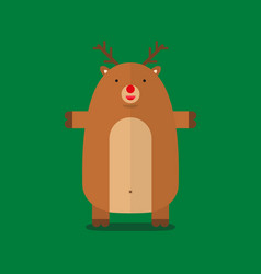 Cute fat big reindeer wear scarf flat design Vector Image
