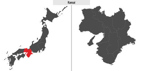 Kansai region location within japan map Royalty Free Vector