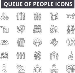 Queue line icons and signs wait row Royalty Free Vector