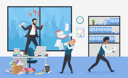 Furious boss and stressed staff set angry Vector Image