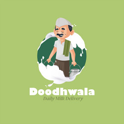 Doodhwala daily milk delivery mascot logo Vector Image