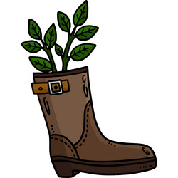 Spring boot planter colored cartoon Royalty Free Vector