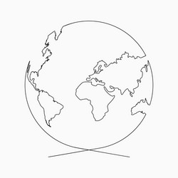 Continuous line drawing world map one Royalty Free Vector