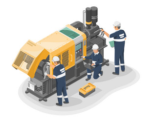 Engineer maintenance machine isometric Royalty Free Vector