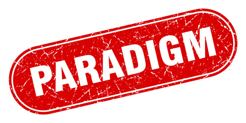 Square grunge red paradigm stamp Royalty Free Vector Image