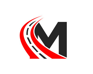 Transport logo with m letter concept road logo Vector Image