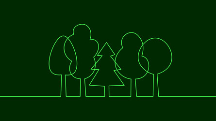 Single continuous line art tree park outdoors Vector Image
