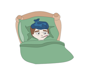 Cartoon Sick Boy Lying in Bed Vector Images (over 120)