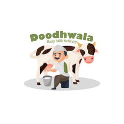 Doodhwala daily milk delivery mascot logo Vector Image