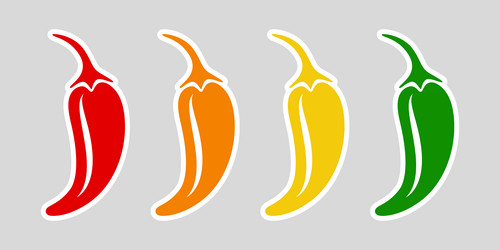 Realistic spicy chili peppers - red orange Vector Image