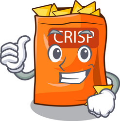 Two finger crispy potato chips in bowl cartoon Vector Image