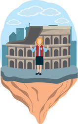 Tourist guide cartoon Royalty Free Vector Image