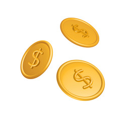 Realistic 3d gold dollar coin isolated Royalty Free Vector