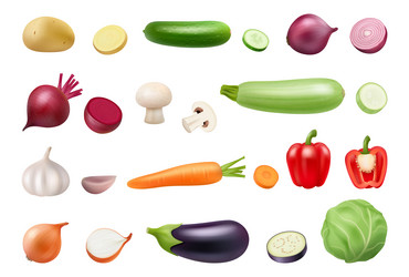 Vegetable 3d realistic set Royalty Free Vector Image