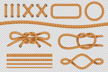 Realistic fiber ropes curve rope nautical cord Vector Image
