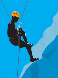 Abseiling rock climbing Royalty Free Vector Image