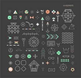 Geometric symbols line icons set Royalty Free Vector Image