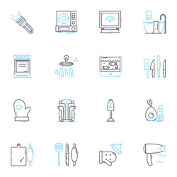Kitchenette linear icons set compact cozy Vector Image