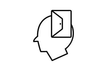 Openness icon head with open door flat line Vector Image