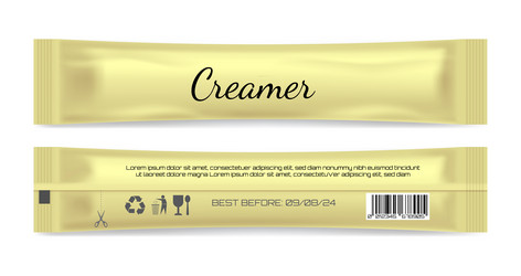 Realistic sugar sachet in paper kraft Royalty Free Vector