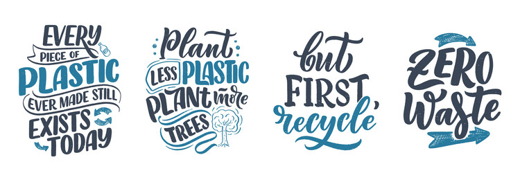 Lettering slogan about waste recycling Royalty Free Vector