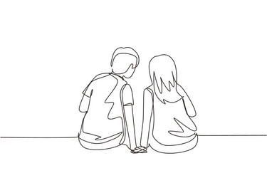 Continuous one line drawing back view people Vector Image