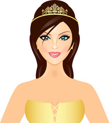 Beautiful girl in crown girl with long hair Vector Image