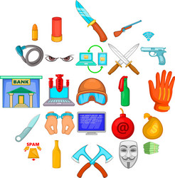 Lawlessness icons set cartoon style Royalty Free Vector