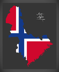 Vest - agder map of norway with norwegian Vector Image