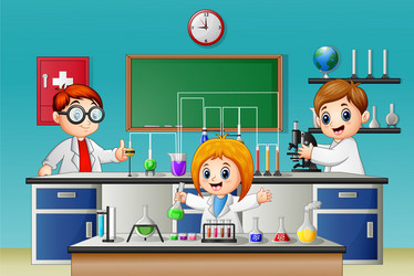 Kids Doing Experiment Cartoon Vector Images (over 350)