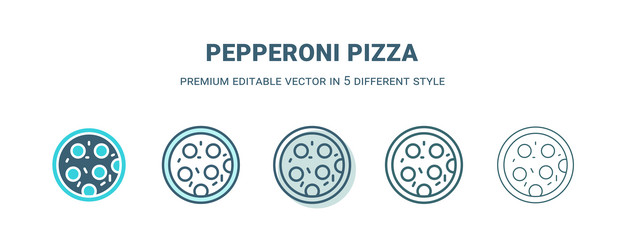 Pepperoni pizza icon outline pizza icon Royalty Free Vector