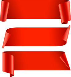 Ribbons set realistic red glossy paper ribbon Vector Image
