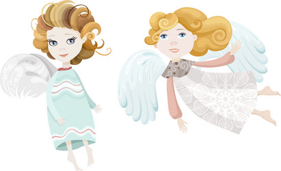 Cute girl angel holding star Royalty Free Vector Image