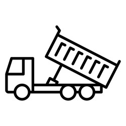 Dumper truck unloading icon heavy duty Royalty Free Vector