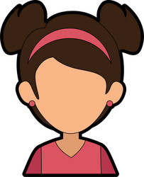 Blurred colorful faceless cartoon girl with brown Vector Image