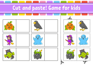 Cut and paste game for kids educational activity Vector Image