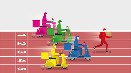 Faster doctor running win over runners athlete Vector Image