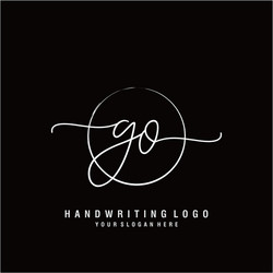 Go initial handwriting logo design Royalty Free Vector Image