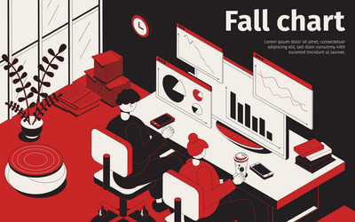 Income fall graph downward Royalty Free Vector Image
