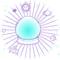 Blue crystal ball with with all seeing eye inside Vector Image