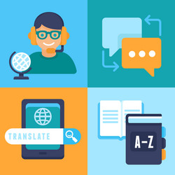 Hand holds mobile phone language app concept Vector Image