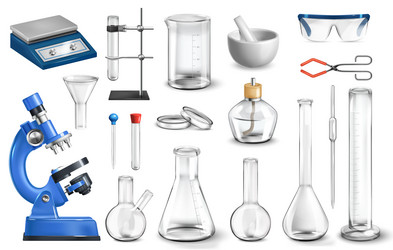 Lab flasks realistic set Royalty Free Vector Image