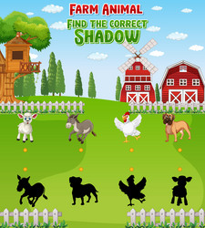 Find differences game with farm animals group Vector Image