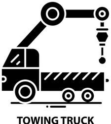 Towing truck symbol icon black sign Royalty Free Vector