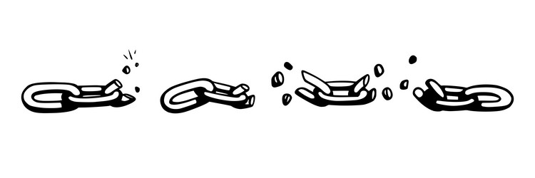 Broken chain with shatters as symbol of strength Vector Image