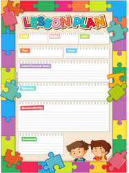 Colourful cartoon lesson plan template Royalty Free Vector