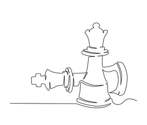 Continuous one line drawing of chess queen simple Vector Image